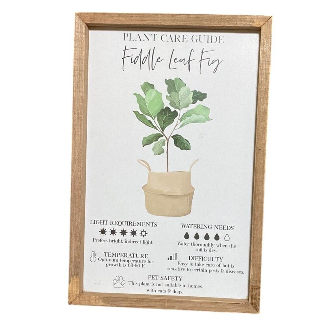 Fiddle Leaf Fig Art Primitive by Kathy Wood Sign Plant Care Guide Frame ...