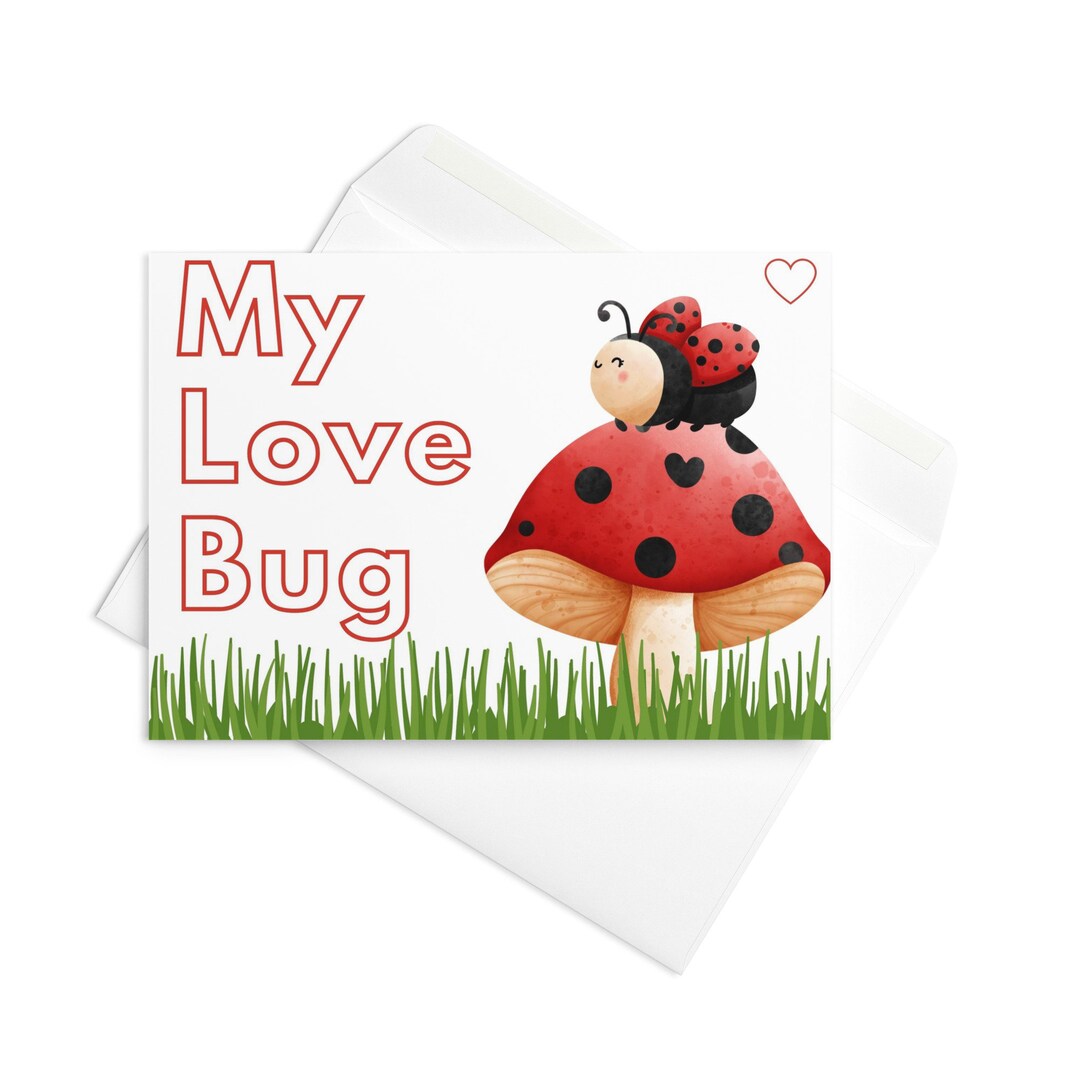 Printable Valentines Day Cards, Love Bug Design, Love, Mushroom, Cute ...