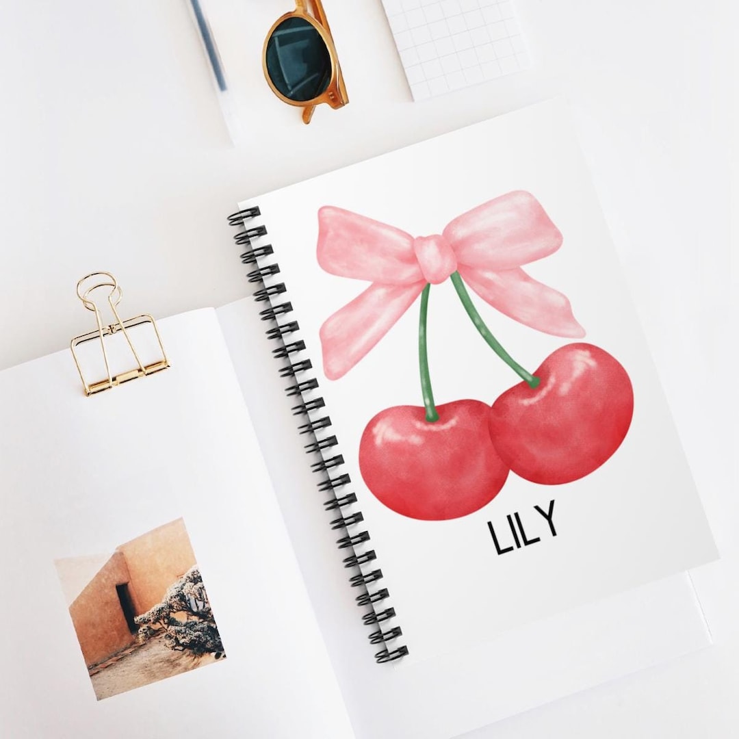 Custom Coquette Notebook, Coquette Cherry Gift, Personalized Spiral ...