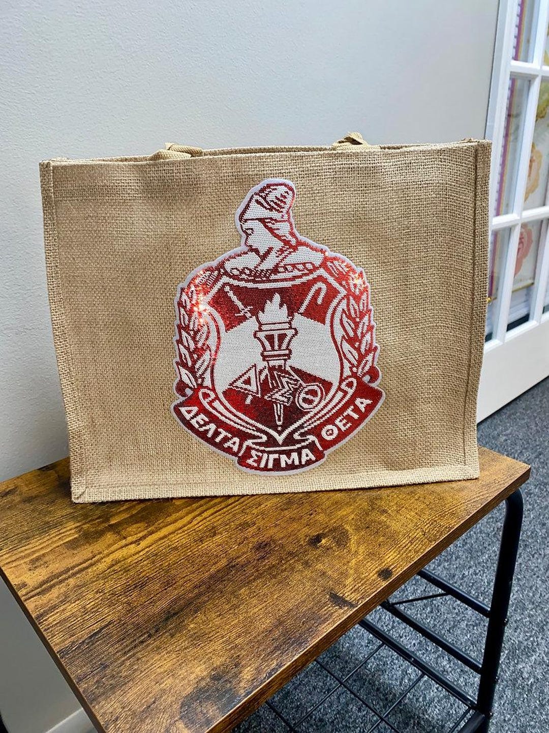 Delta Sigma Theta Sequin Jute Tote - Etsy