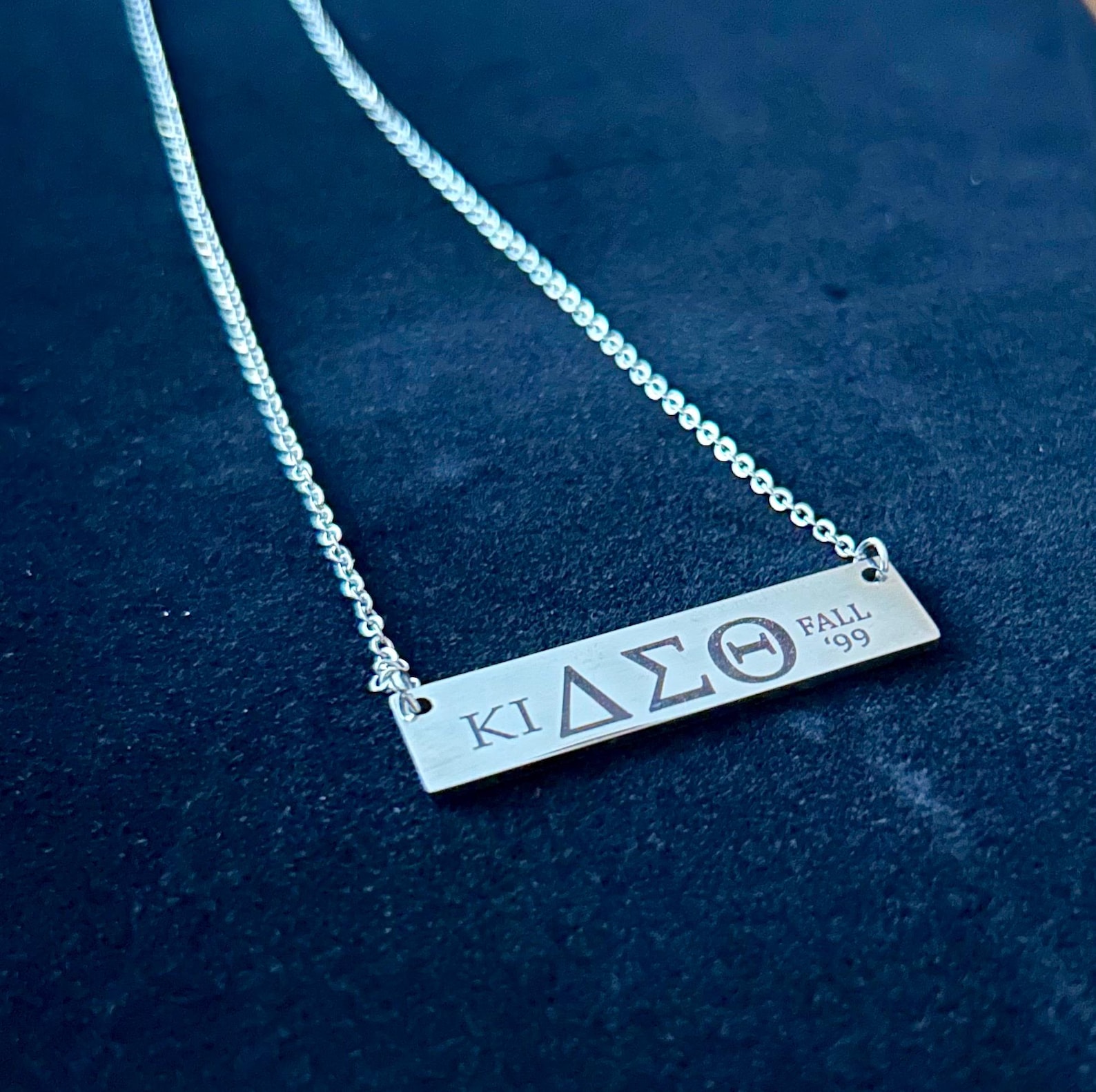 Delta Sigma Theta Personalized Engraved Crossing Bar Necklace - Etsy