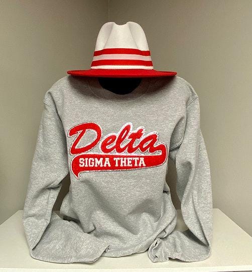 Delta Sigma Theta Chenille With Glitter Outline Sweatshirt - Etsy