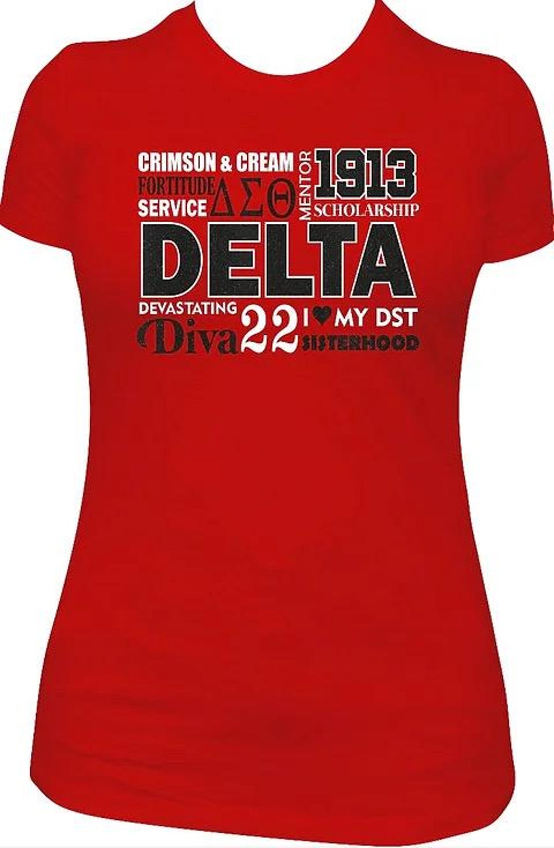 Delta Terms Glitter Tee Red - Etsy