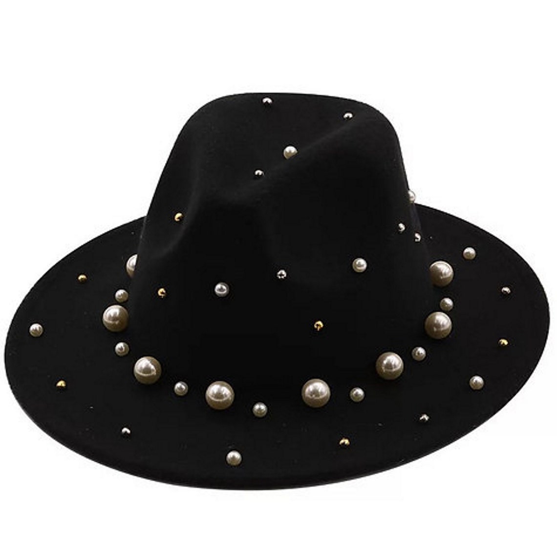 Black Fedora With Pearls - Etsy