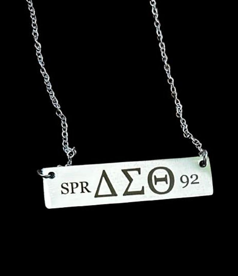 Delta Sigma Theta Personalized Engraved Crossing Bar Necklace - Etsy