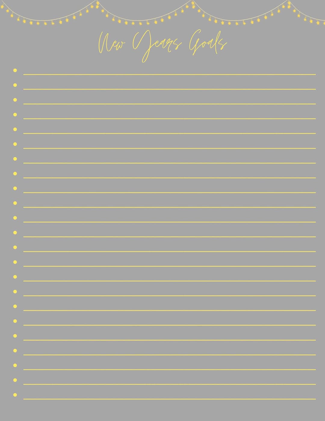 Digital Printable New Years Goals Digital New Years List - Etsy