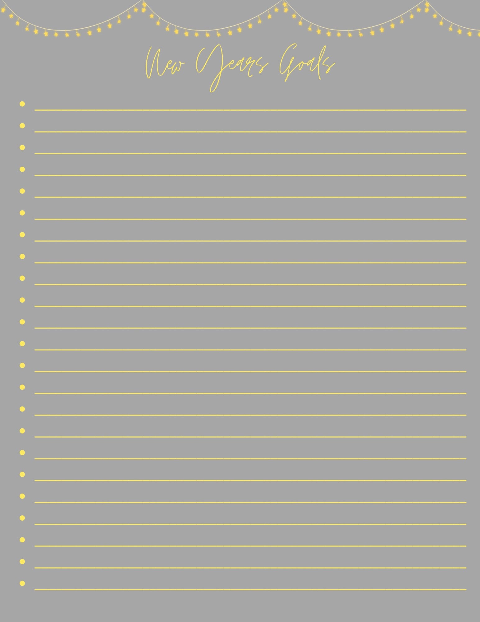 Digital Printable New Years Goals Digital New Years List - Etsy