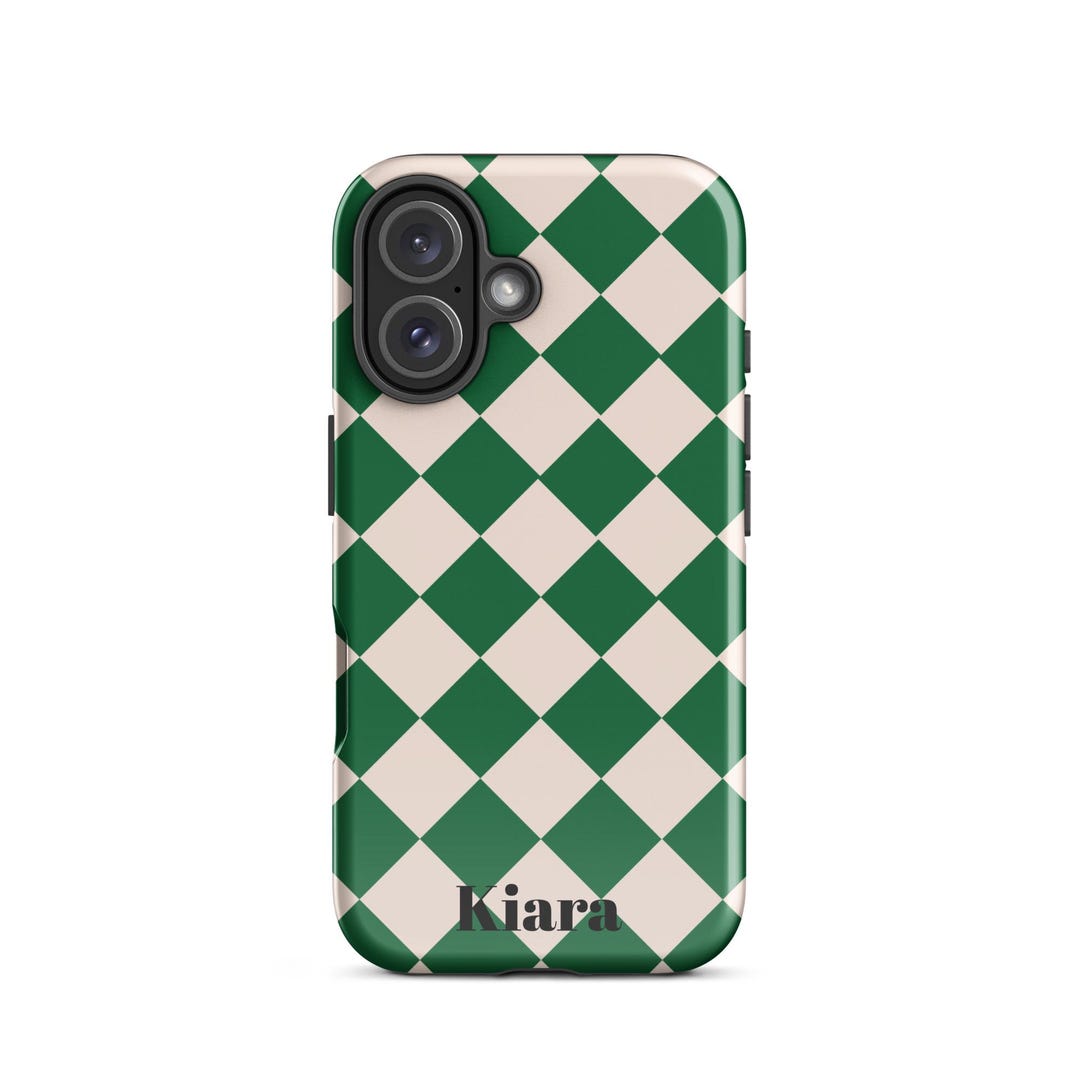 Green Cream Diamond Checker iPhone Case Aesthetic Stylish Phone Cover ...