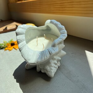White Ceramic Shell Hand Poured Scented Soy Candle - Etsy