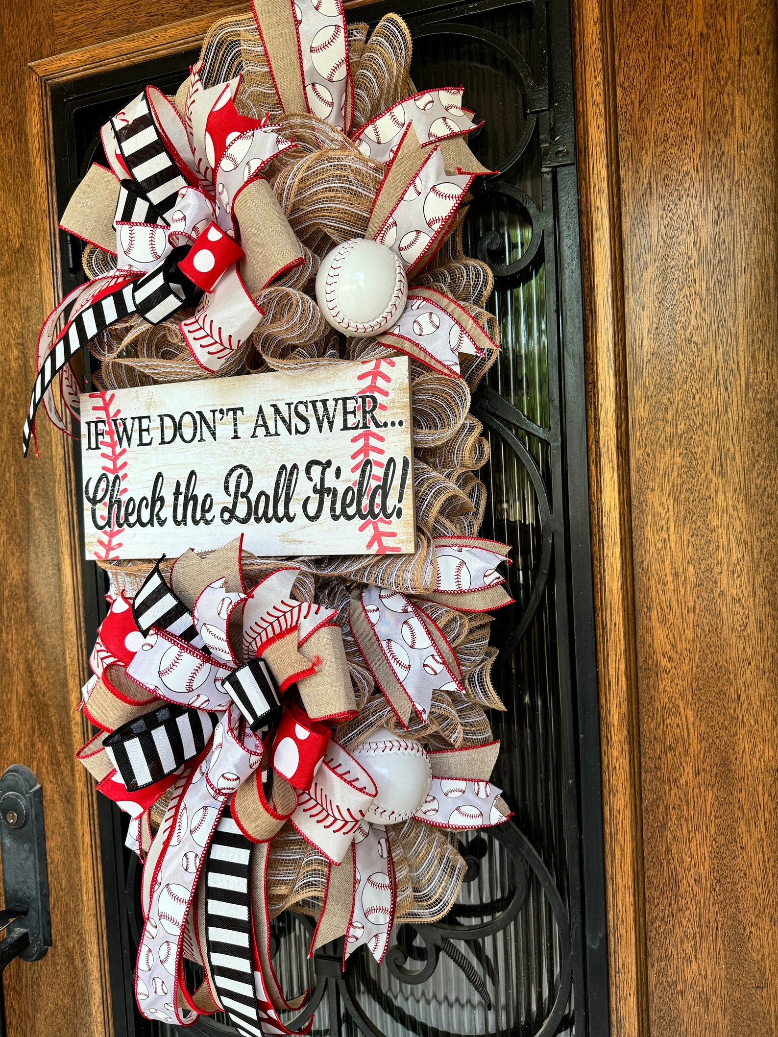 Baseball Swag for Door, Baseball Wreath, Baseball Decor, Sports Wreath ...