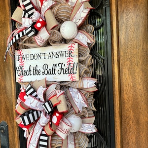 Baseball Swag for Door, Baseball Wreath, Baseball Decor, Sports Wreath ...