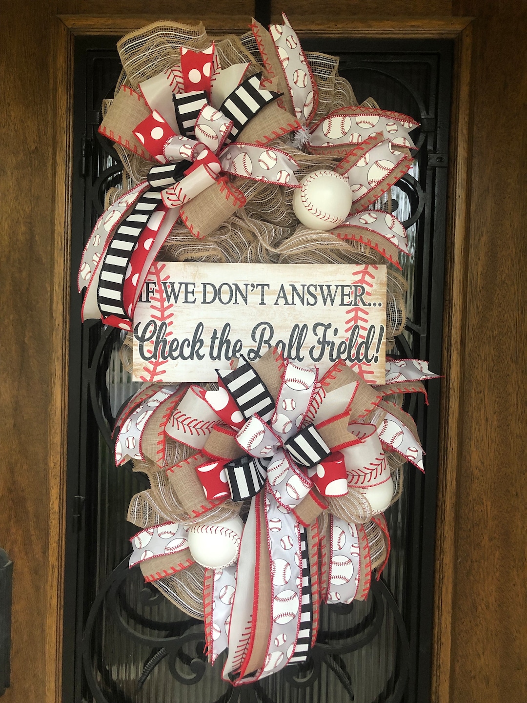 Baseball Swag for Door, Baseball Wreath, Baseball Decor, Sports Wreath ...