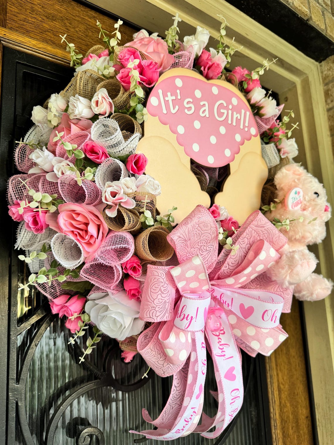It’s a Girl Wreath for Door, Baby Announcement Decor, Baby Shower Decor ...