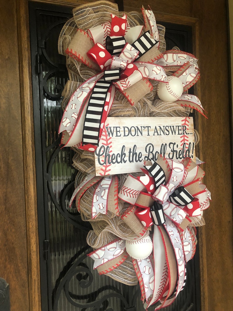 Baseball Swag for Door, Baseball Wreath, Baseball Decor, Sports Wreath ...
