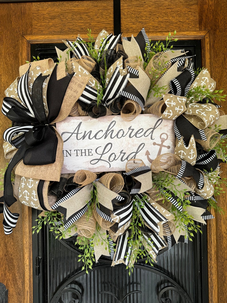 Anchored in the Lord Wreath for Door, Christian Wreath, Christian Home ...