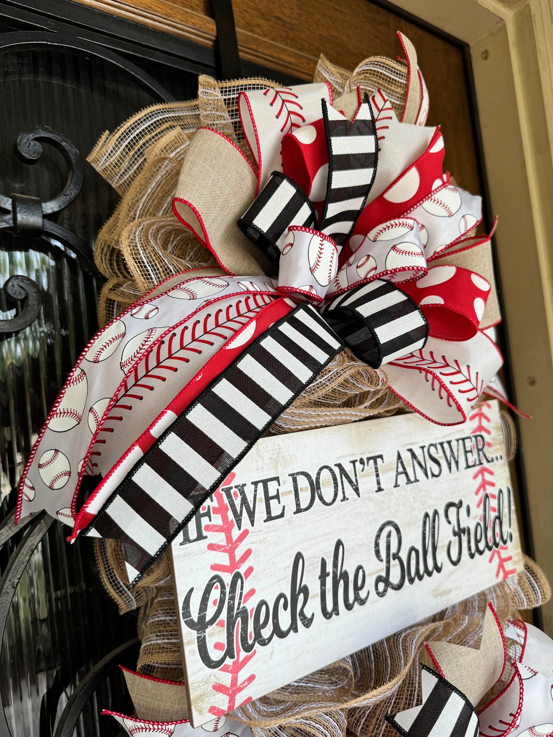 Baseball Swag for Door, Baseball Wreath, Baseball Decor, Sports Wreath ...