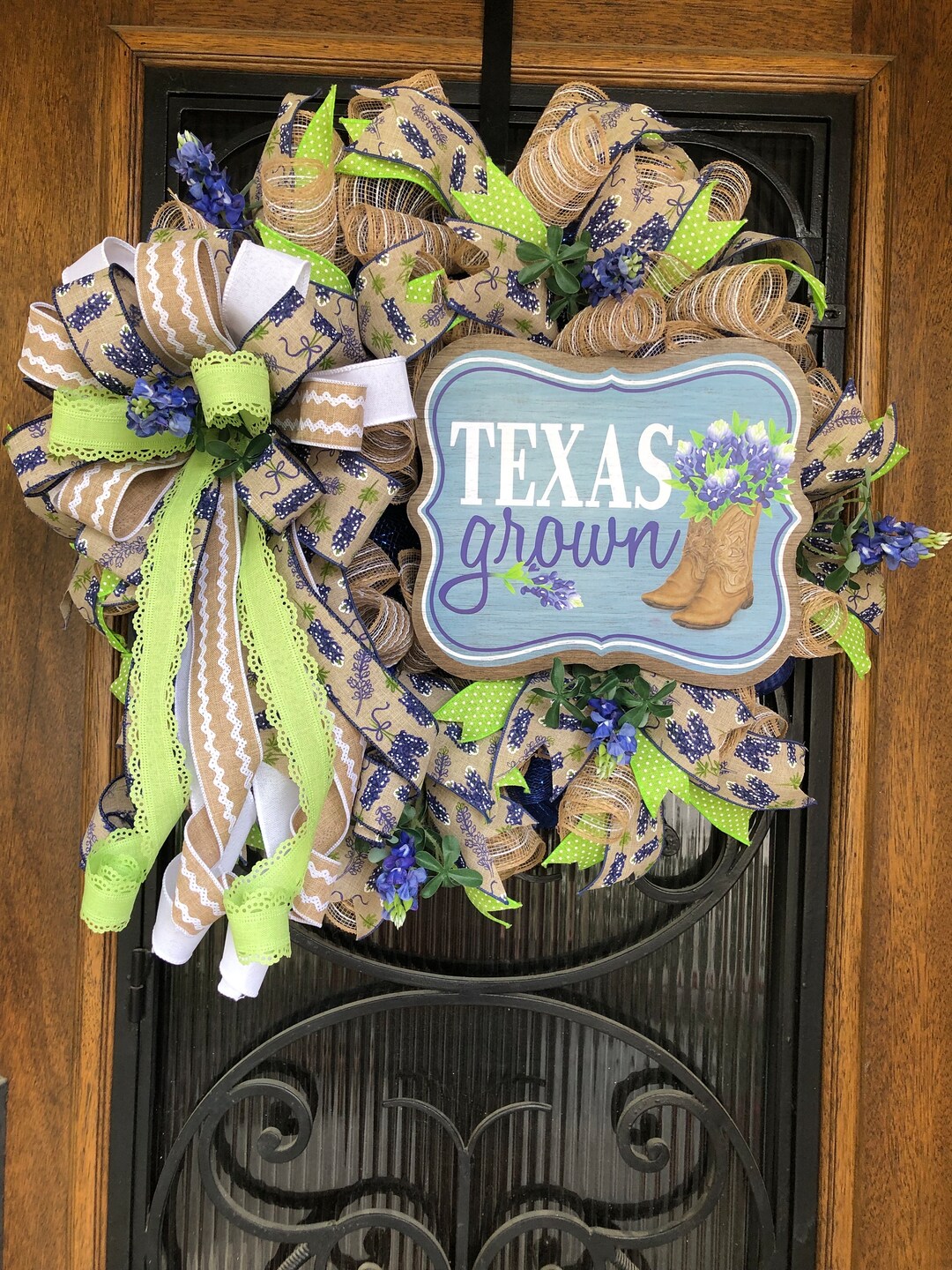 Texas Bluebonnet Wreath for Door, Texas Wreath, Texas Grown Wreath ...
