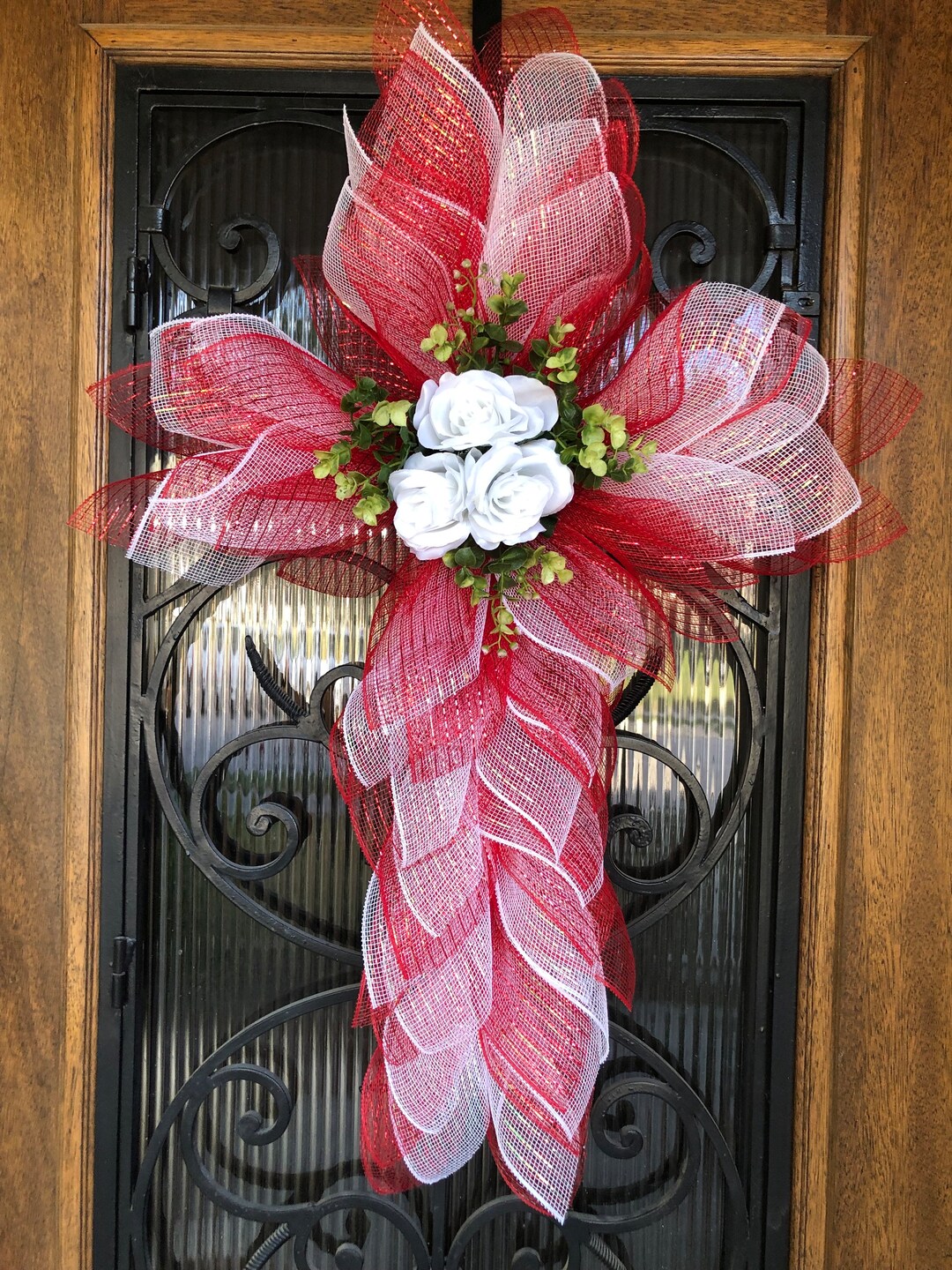 Cross Wreath for Front Door, Spring Wreath, Religious Wreath, Graveside ...