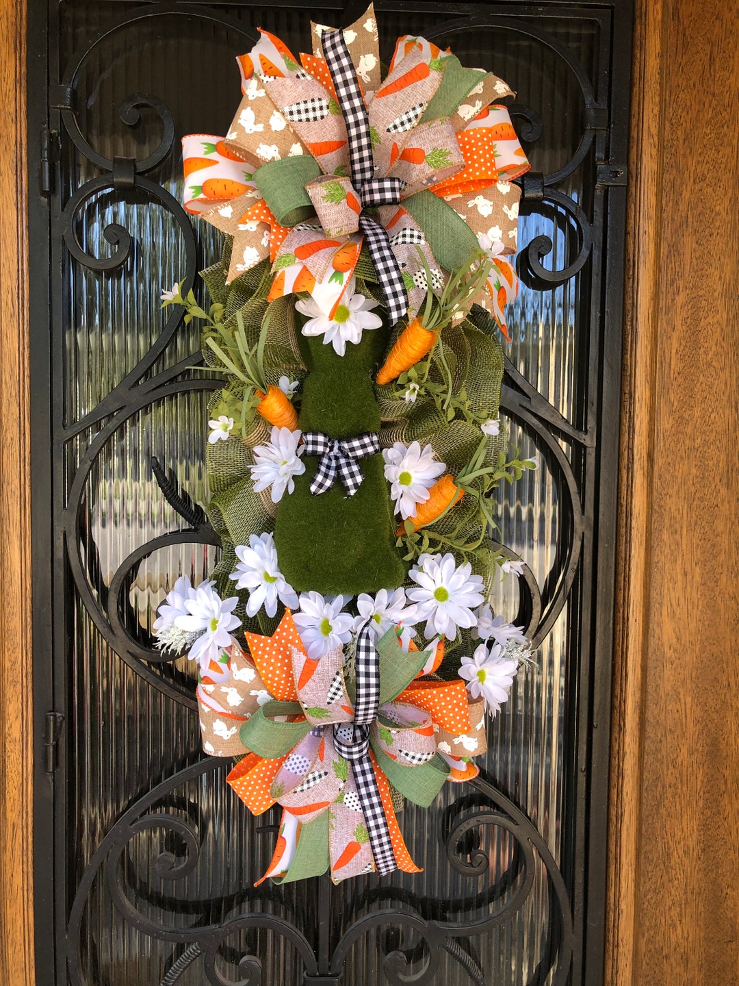 Flocked Bunny Swag for Door, Spring Bunny Swag, Easter Wreath ...