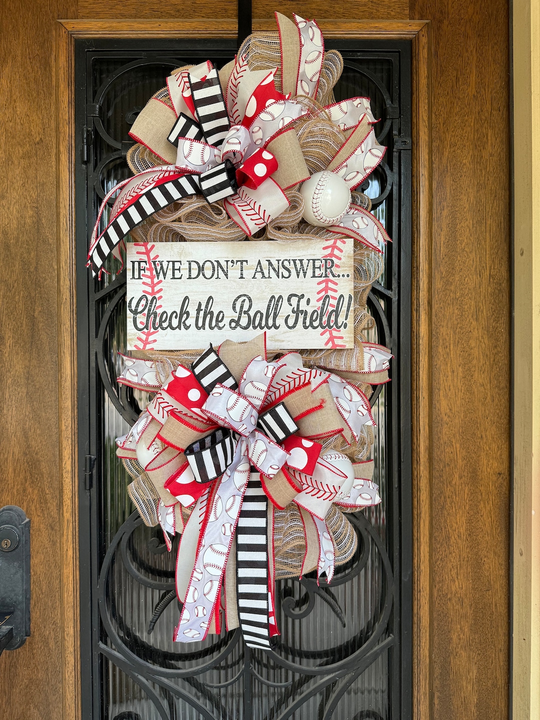 Baseball Swag for Door, Baseball Wreath, Baseball Decor, Sports Wreath ...