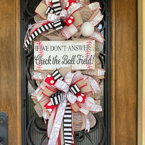 Baseball Swag for Door, Baseball Wreath, Baseball Decor, Sports Wreath ...