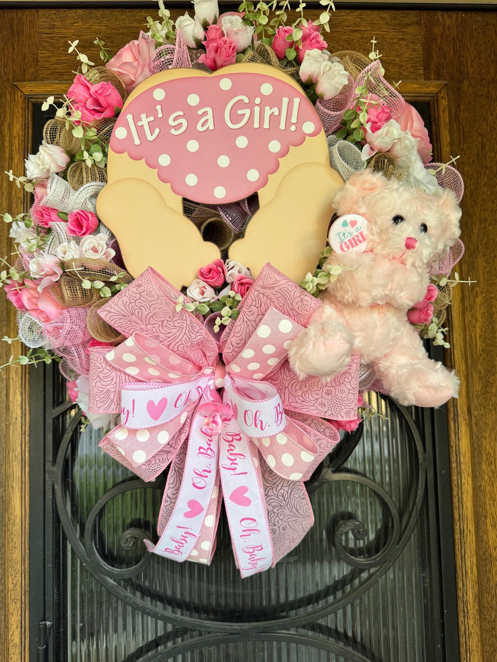 It’s a Girl Wreath for Door, Baby Announcement Decor, Baby Shower Decor ...