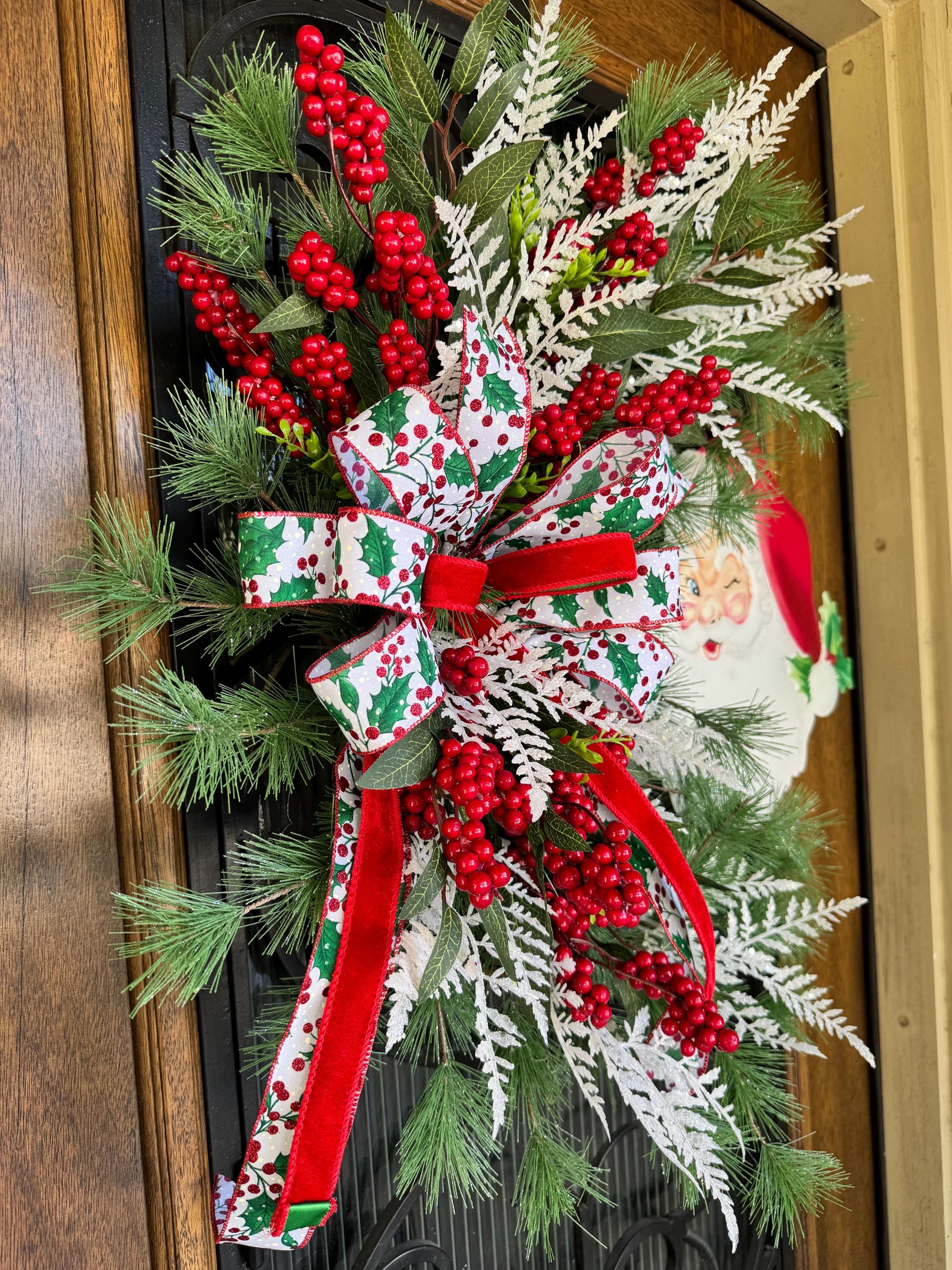 Santa Claus Wreath for Door, Winking Santa Wreath, Christmas Wreath ...