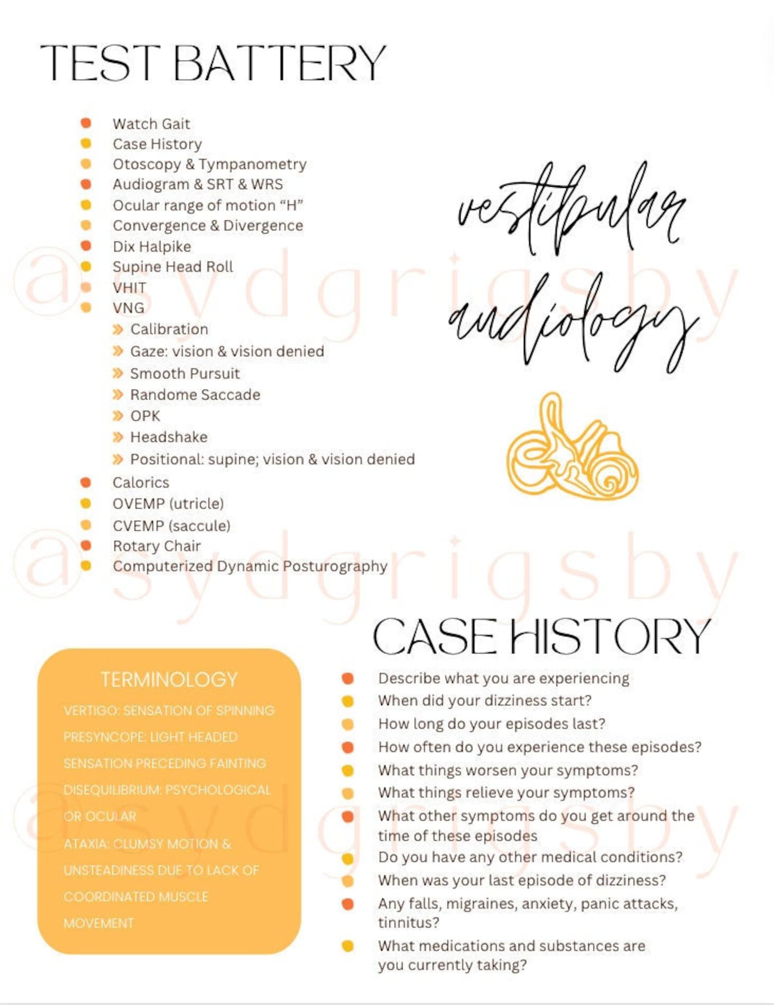 Vestibular Audiology Cheat Sheet - Etsy