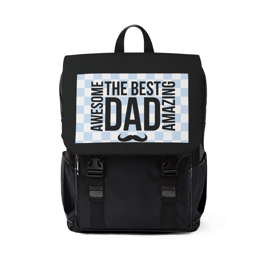 Dad Backpack. Awesome. the Best. Amazing. Mustache Blue Checkerboard ...