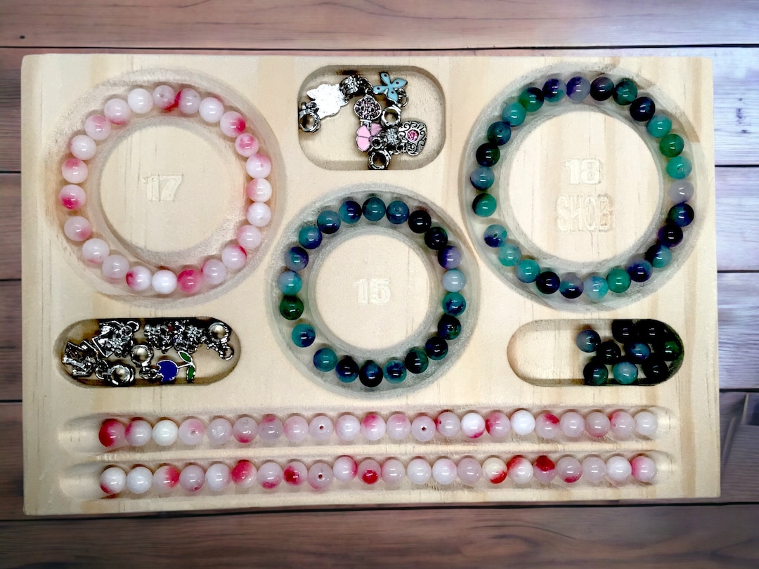 Wood Bead Board- 9.25”x6.5”x.75”- Gemstone Bracelet Design Board ...