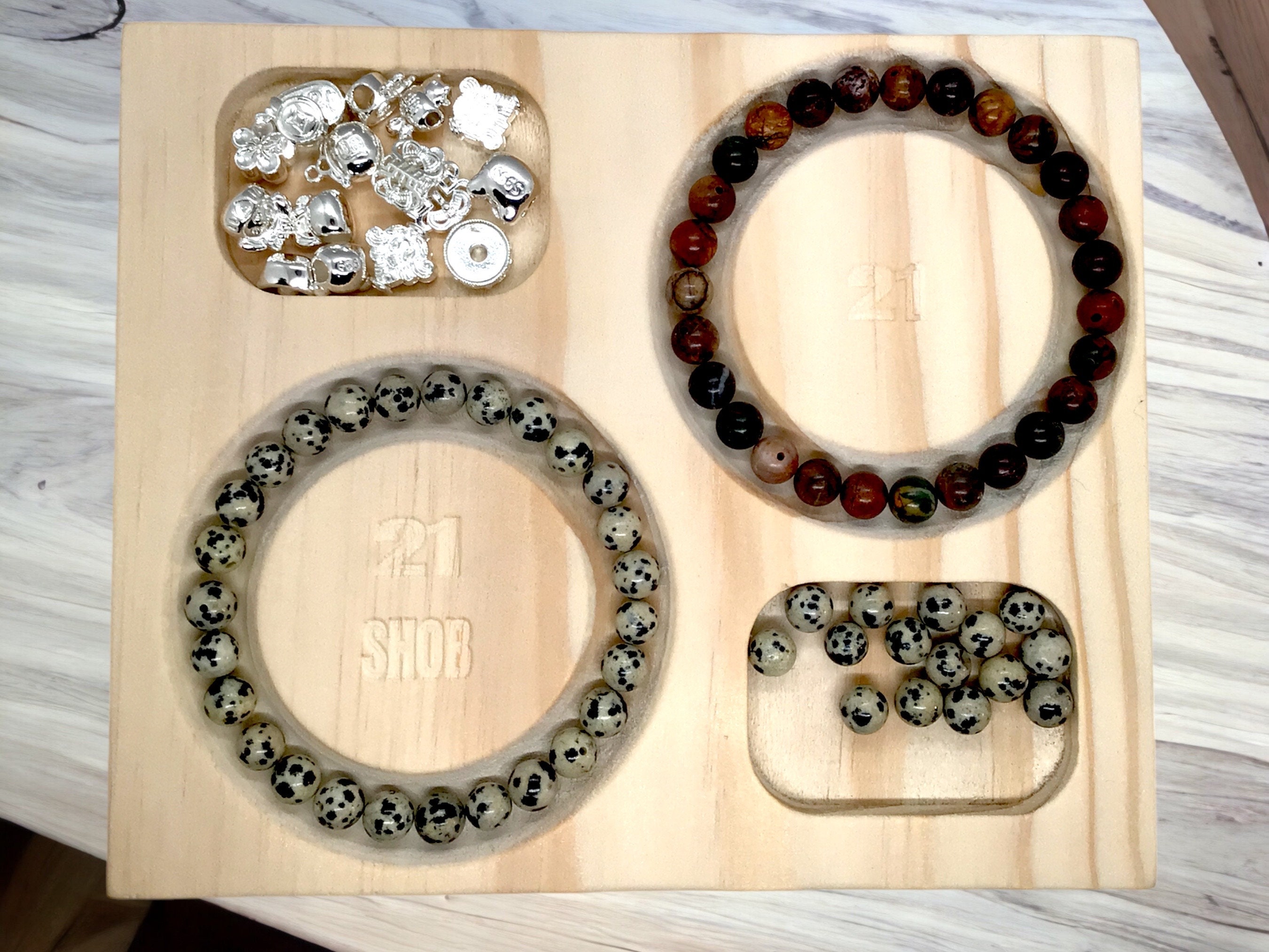 Wood Bead Board- 7.25x 6x .75- 2 Design Circles (21cm) 2 Trays for ...