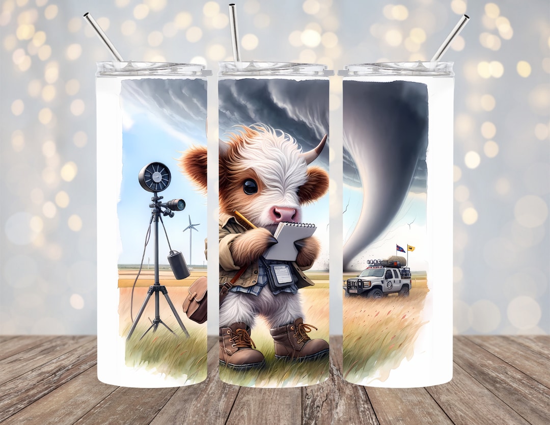 20 Oz Sublimated Skinny Tumbler- Highland Cow/ Storm Chaser Design - Etsy