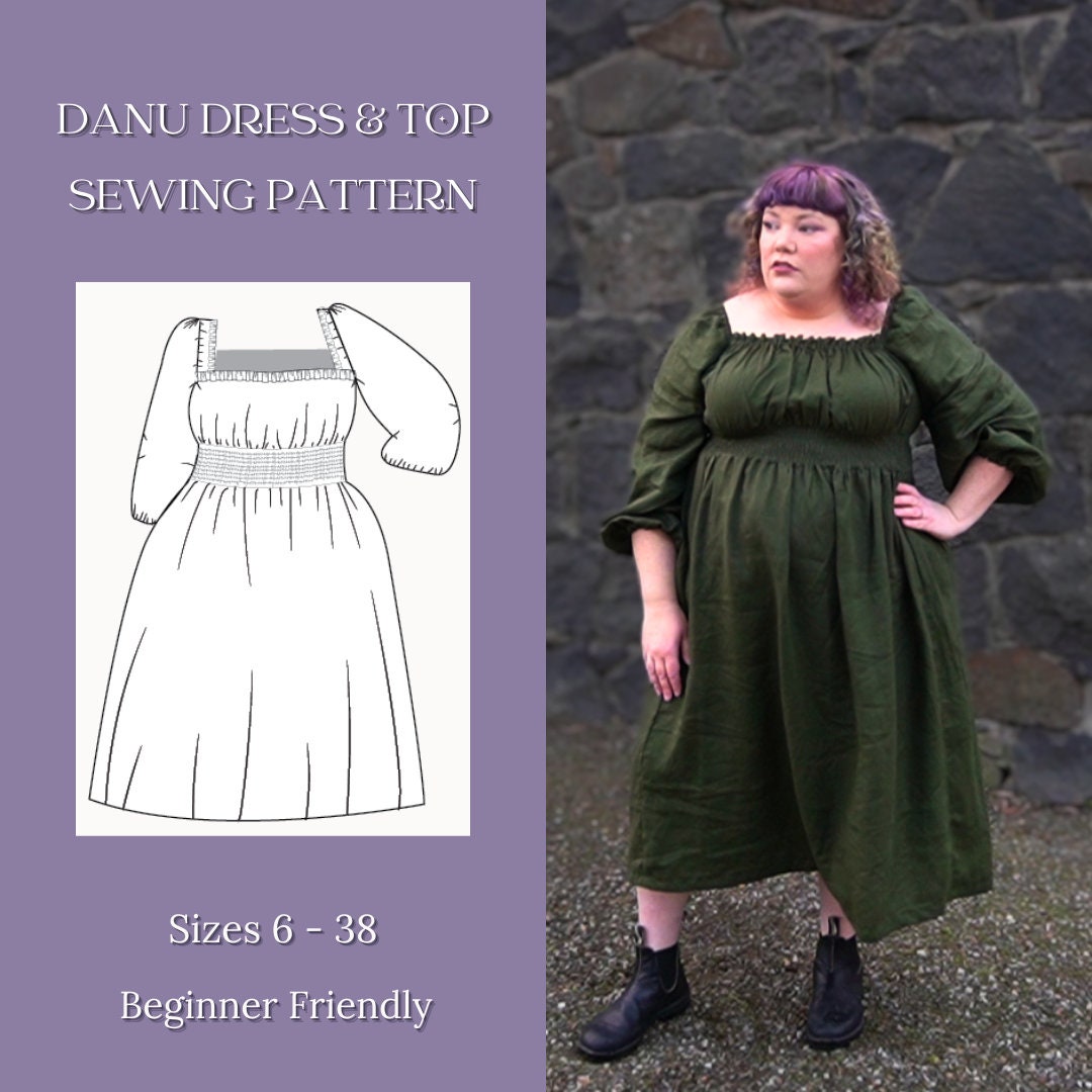 Danu Dress and Top Sewing Pattern | Plus Size Shirred PDF Download - Etsy