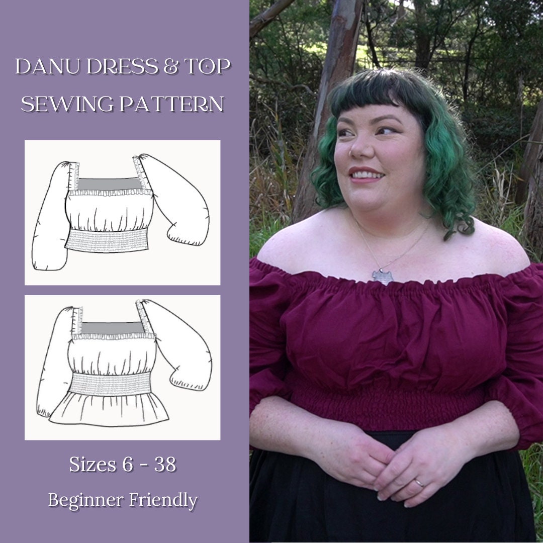 Danu Dress and Top Sewing Pattern | Plus Size Shirred PDF Download - Etsy