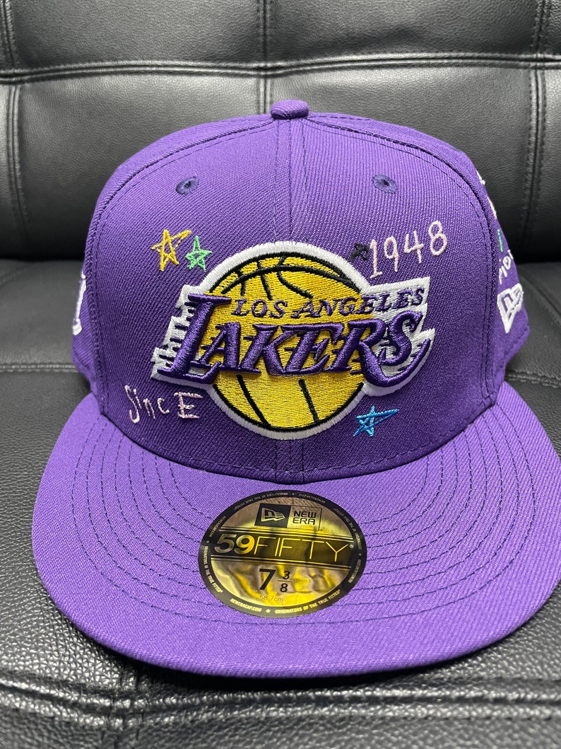 Los Angeles Lakers Scribble Collection New Era 59fifty Fitted Cap 7 3/8 ...