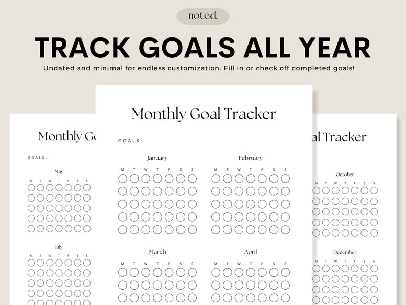 Printable Goal Tracker Insert, Goal Tracker, Printable, Productivity ...