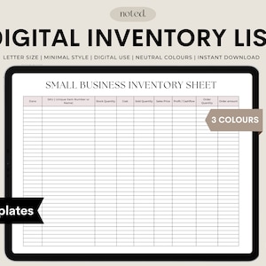 Digital Inventory Tracker, Inventory Management Form, Small Business ...