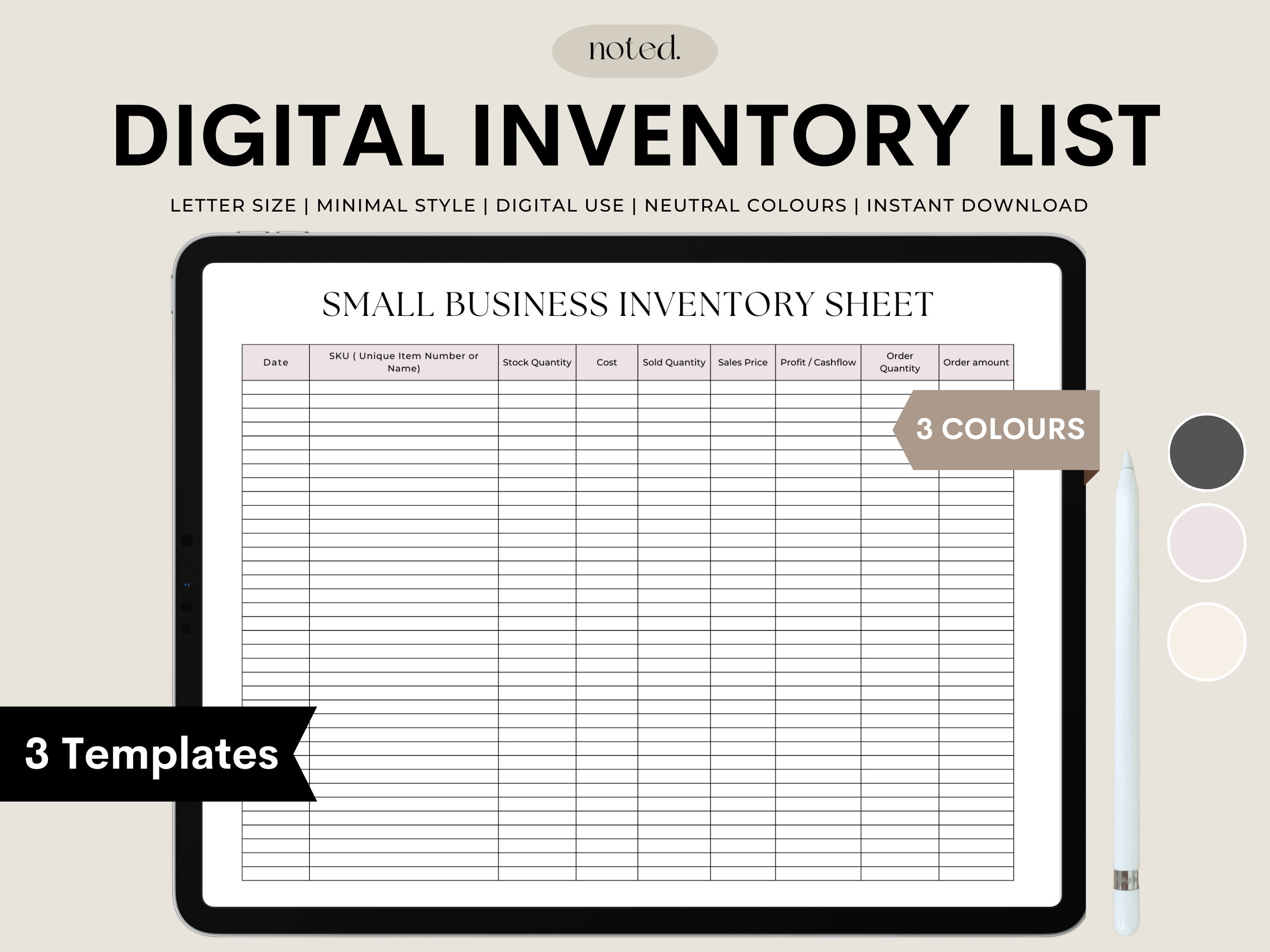 Digital Inventory Tracker, Inventory Management Form, Small Business ...