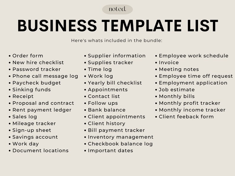 Printable Business Templates, Small Business Bundle, Business Form ...