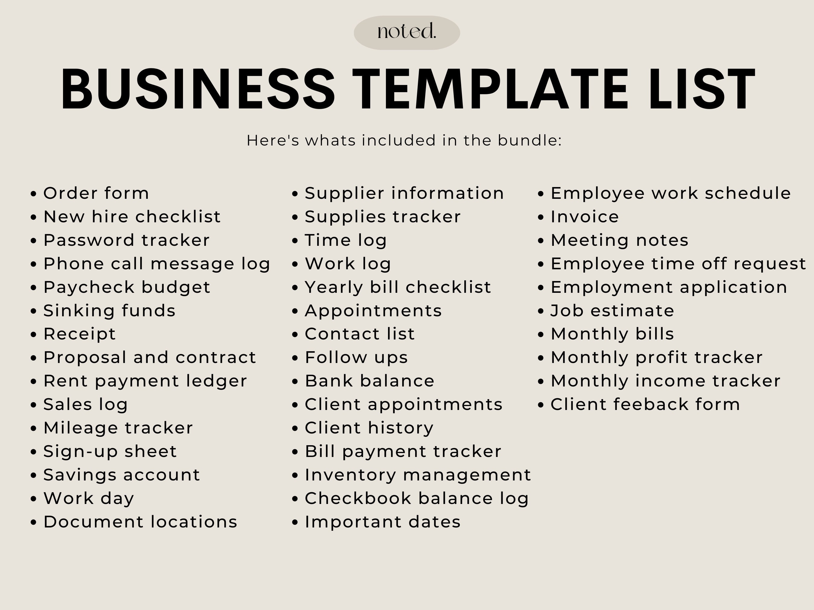 Printable Business Templates, Small Business Bundle, Business Form ...