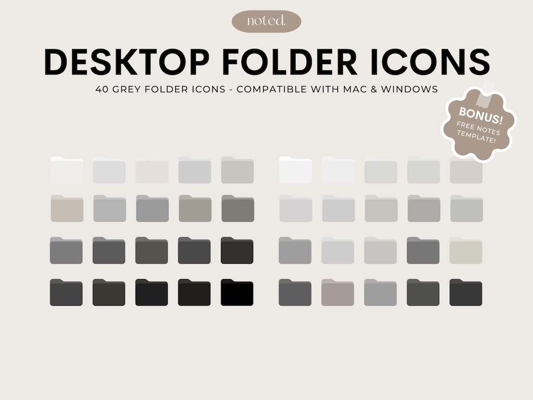Grey Desktop Folder Icon for Mac and Windows Mac Desktop - Etsy