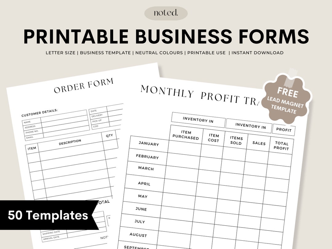 Printable Business Templates, Small Business Bundle, Business Form ...