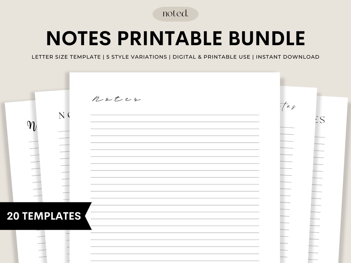 Printable & Digital Notes Template, Goodnotes, Lined Notes Template ...