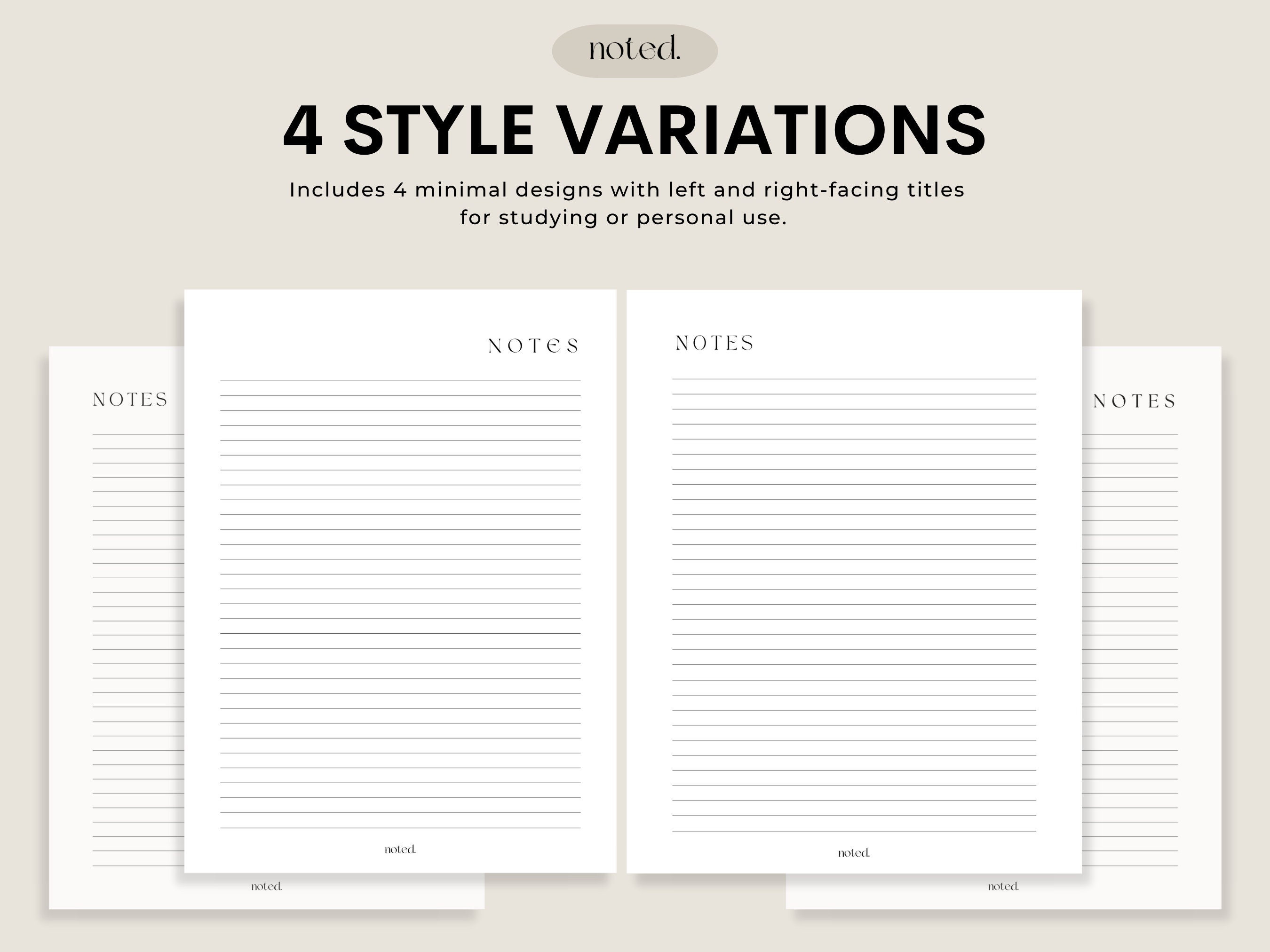 Digital Lined Notes Template: 60+ Styles, 8 Colors (PDF) - Etsy