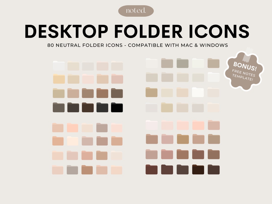 Neutral Desktop Folder Icon for Mac and Windows Mac Desktop - Etsy