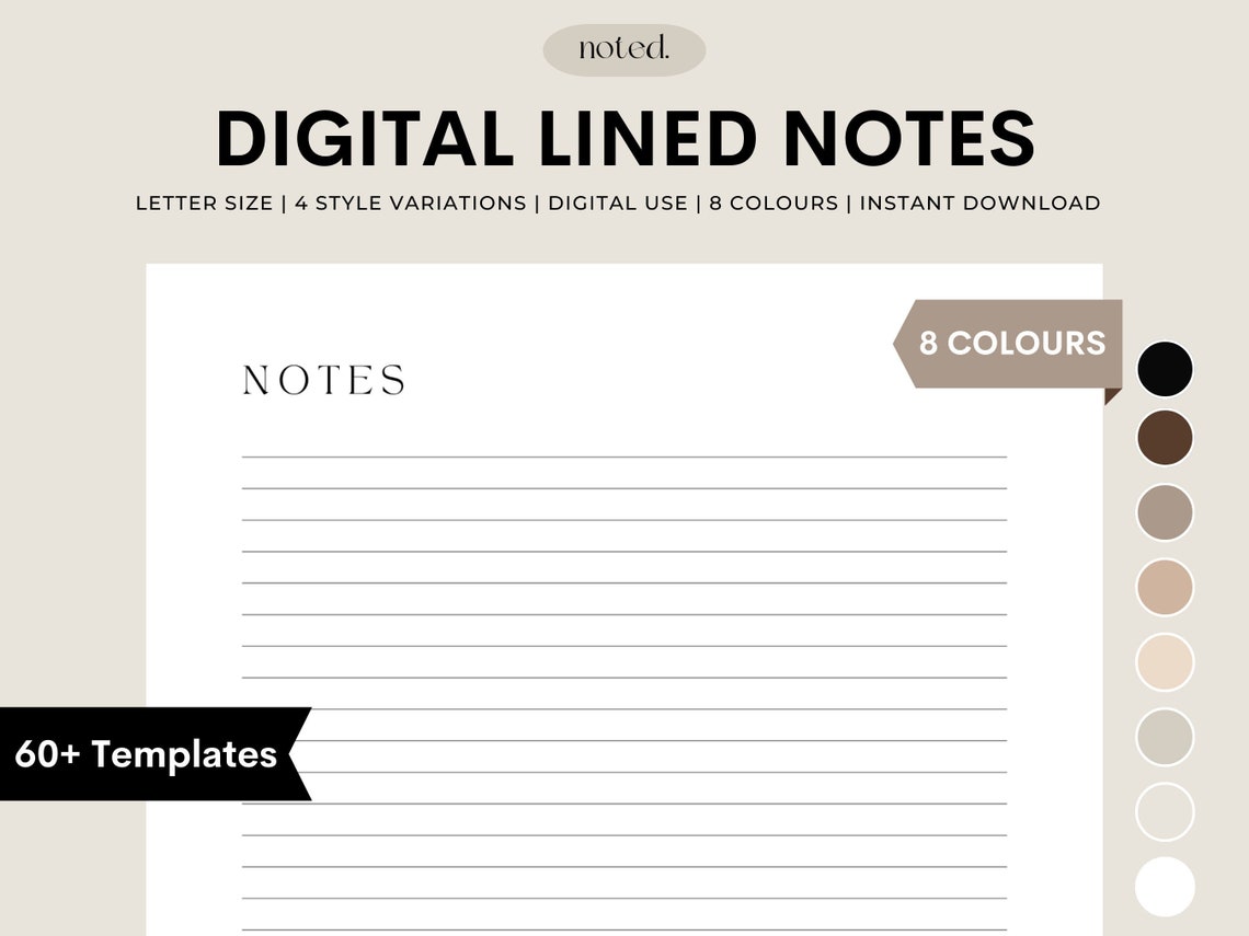 Digital Lined Notes Template, Goodnotes Notes, Daily Journal, Notes ...