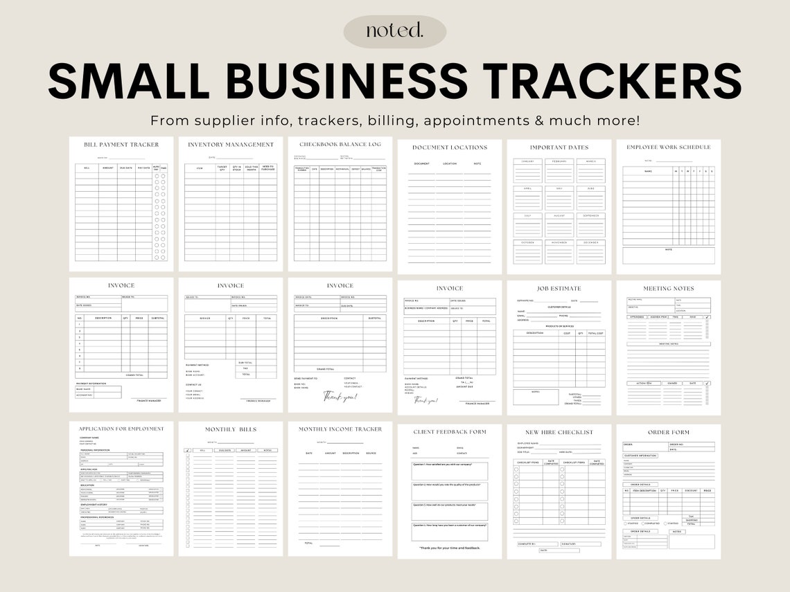 Printable Business Templates, Small Business Bundle, Business Form ...