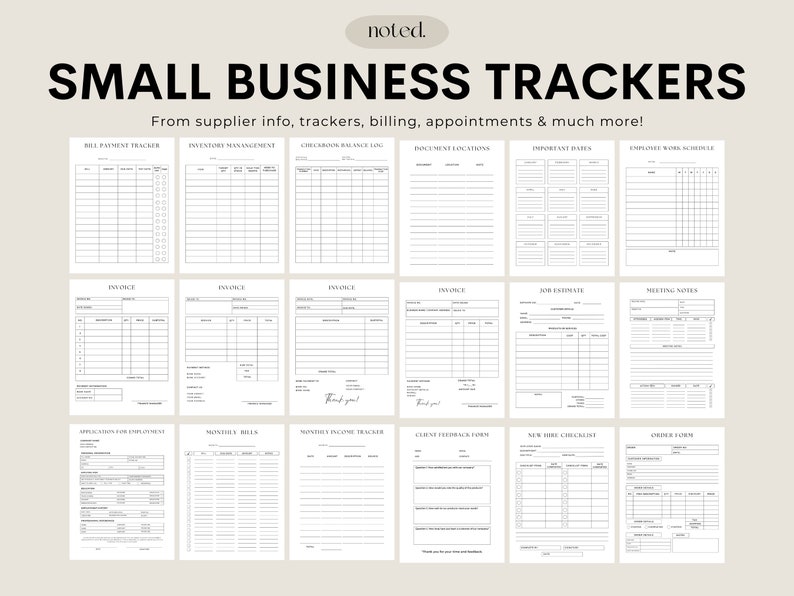 Printable Business Templates, Small Business Bundle, Business Form ...