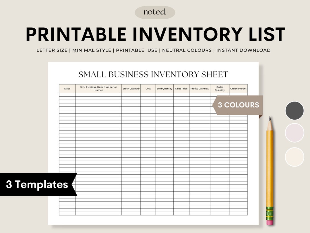 Printable Inventory Tracker: Small Business Inventory List - Etsy