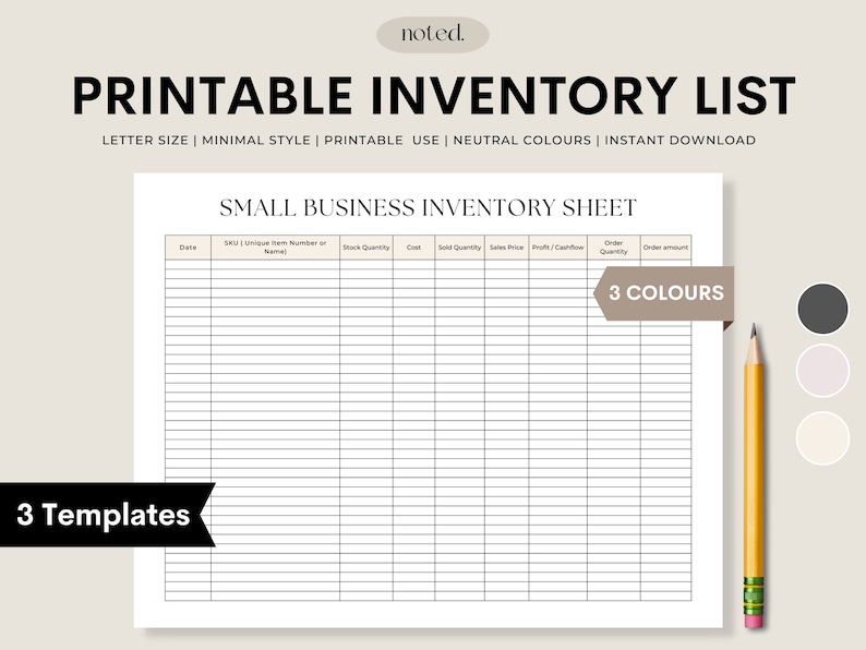 Printable Inventory Tracker, Inventory Management Form, Small Business ...